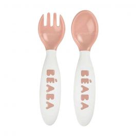 Beaba 2nd-Age Training Fork & Spoon Set Old Pink | Food and Beverage ...